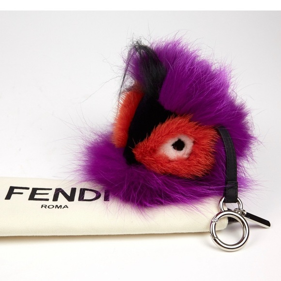 Fendi | Bags | Authentic Fendi Fox Fur Bag Bug Charm Purplered | Poshmark